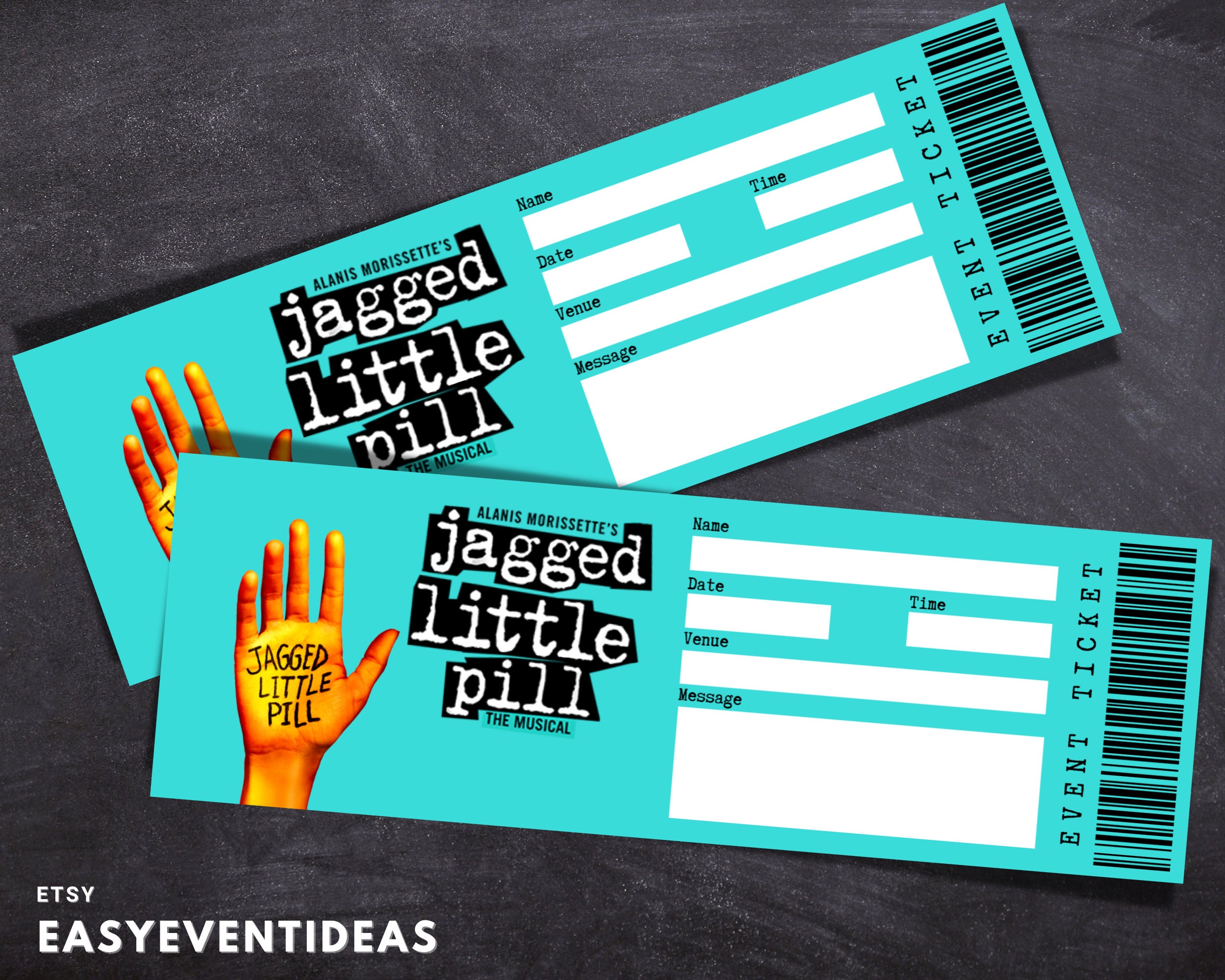 Printable Jaggid Little Pill Ticket Editable Tickets Musical Fake ...
