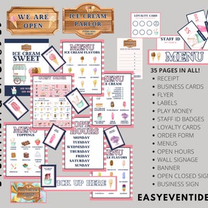 Ice Cream Parlor Pretend Play, Printable Set, Ice Cream Dramatic Play ...