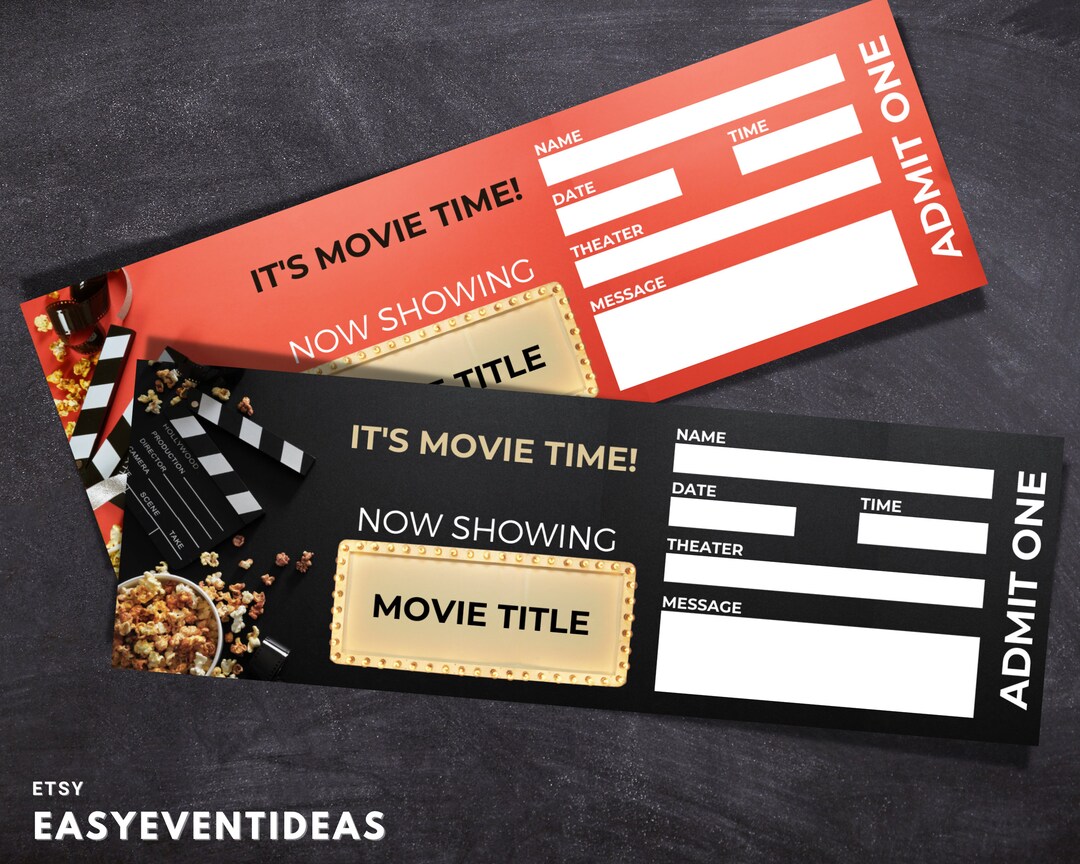 Printable Movie Night Ticket | Editablemovie Night Tickets | Fake ...