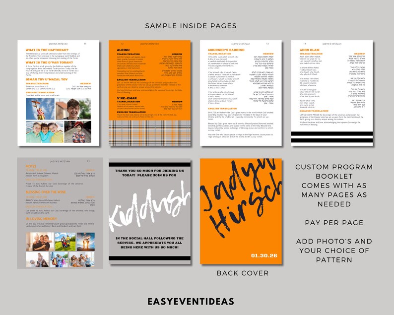 Graffiti Plaid Mitzvah Program Prayer Booklet, Bat Mitzvah Program, Bar ...