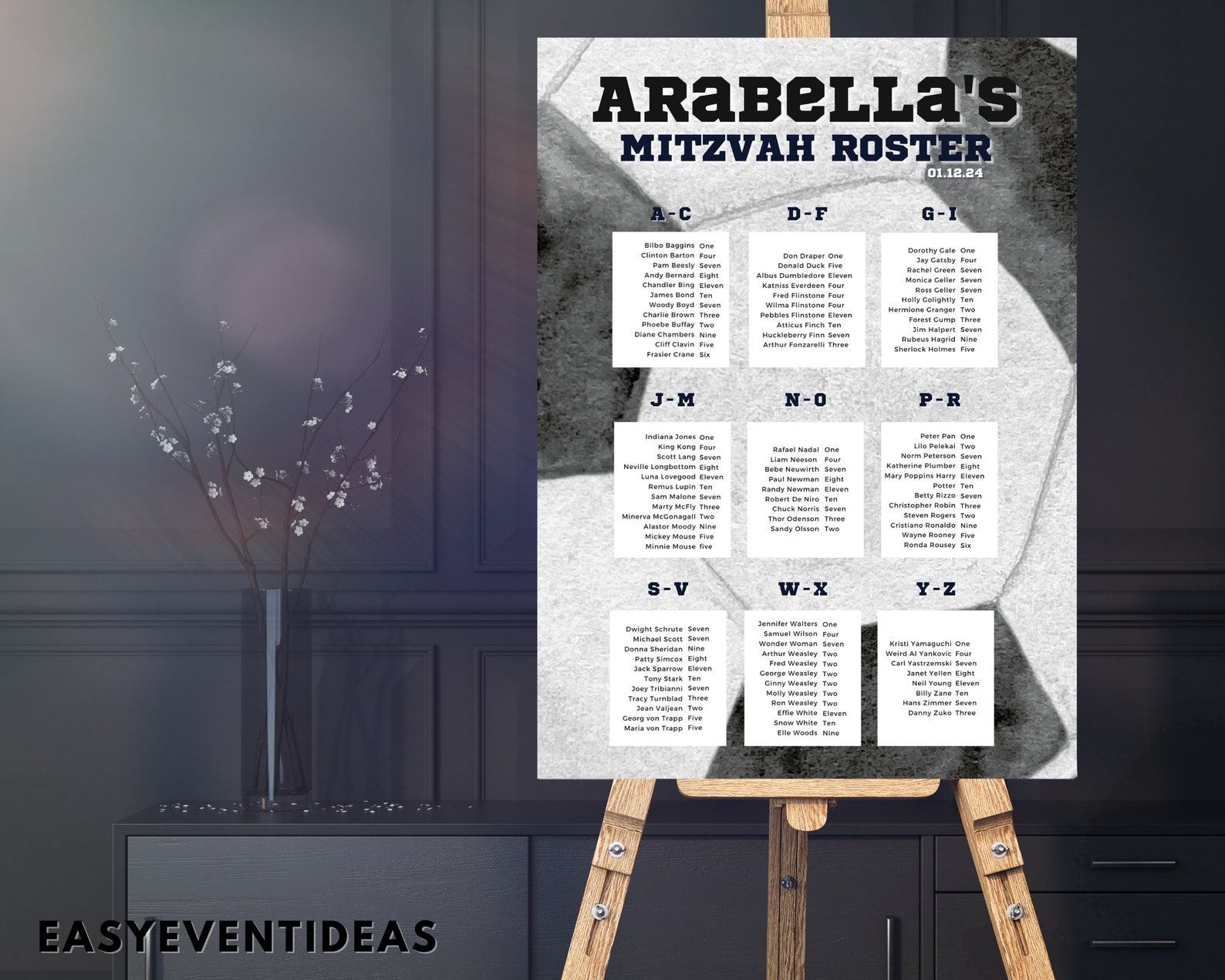Sports Mitzvah Seating Chart, Sport Themed Mitzvah Seating Chart ...