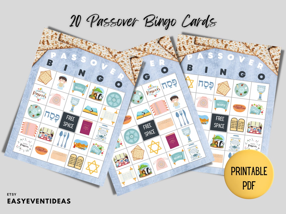 Passover Bingo Game | Printable Party Cards (PDF Download) - Etsy