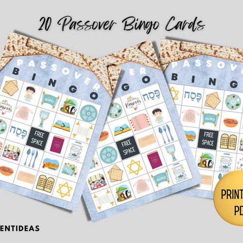 20 Printable Passover Bingo Cards School Passover Party Game - Etsy