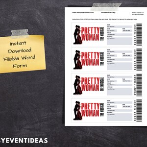 Printable Pretty Woman Ticket | Editable Tickets | Musical Fake ...