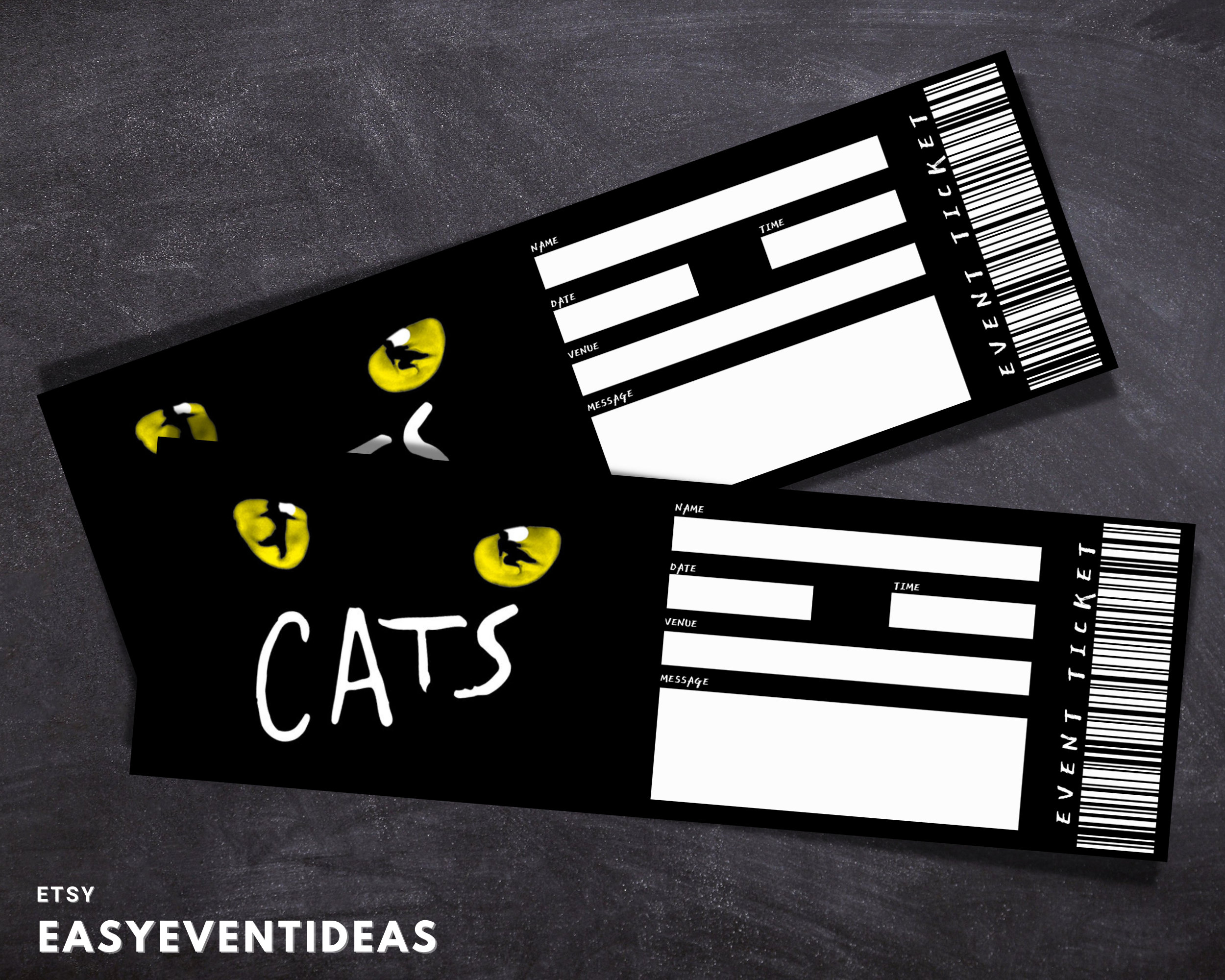 Printable Cats the Musical Ticket Editable Cats Tickets Musical Fake ...