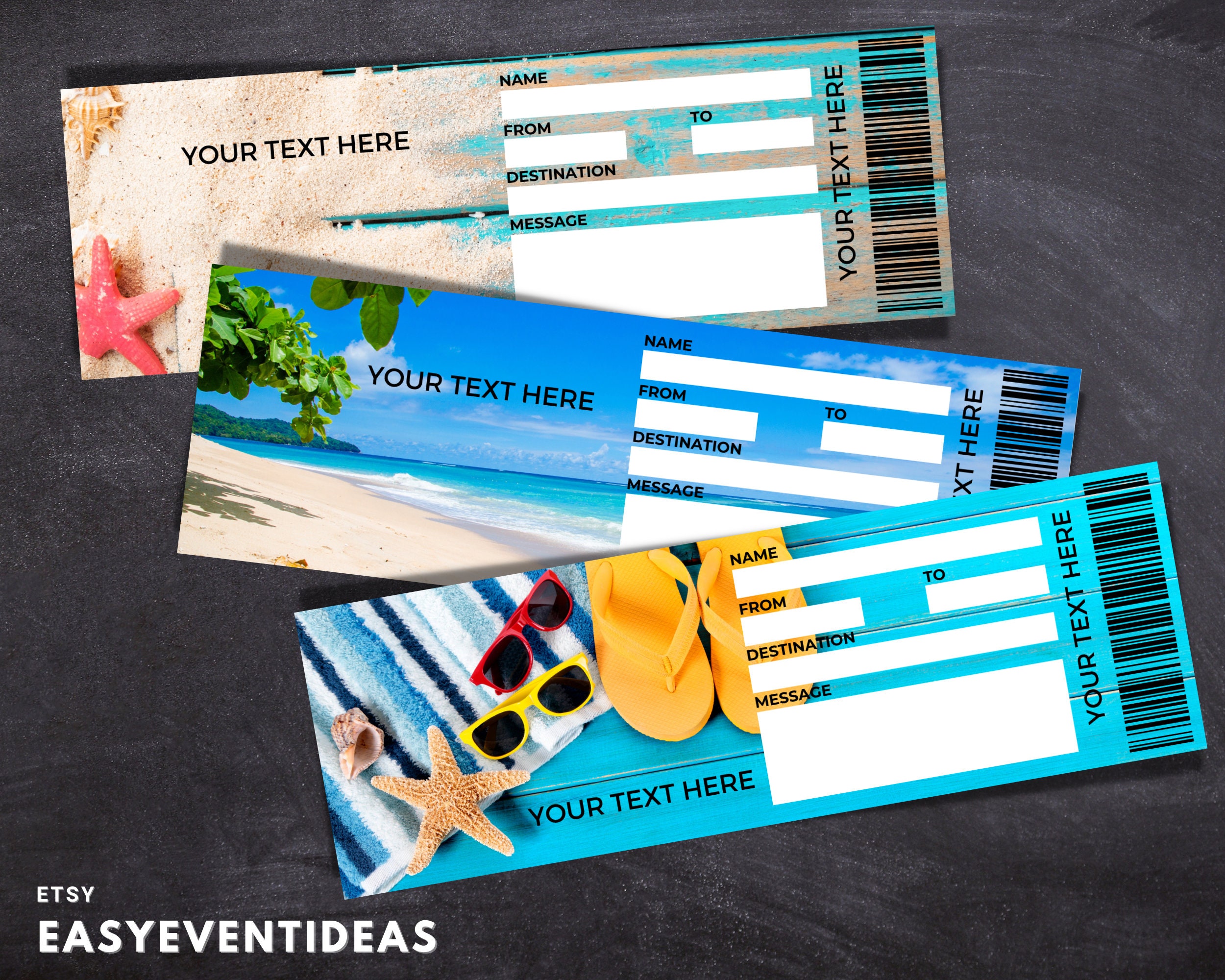 Printable Beach Trip Ticket Editable Beach Tickets Fake - Etsy