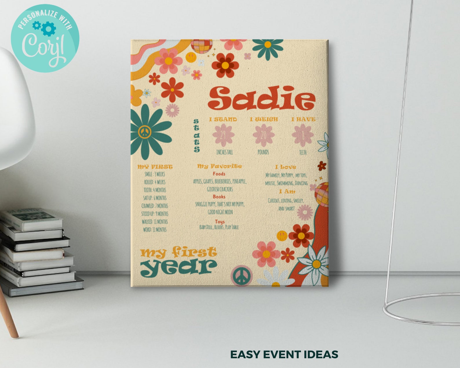 Groovy 70s Birthday Backdrop, Hippie Party Decor (editable Template) - Etsy