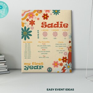 Retro Birthday Photo Banner, Groovy Birthday Photo's, Party Hippie 70s ...