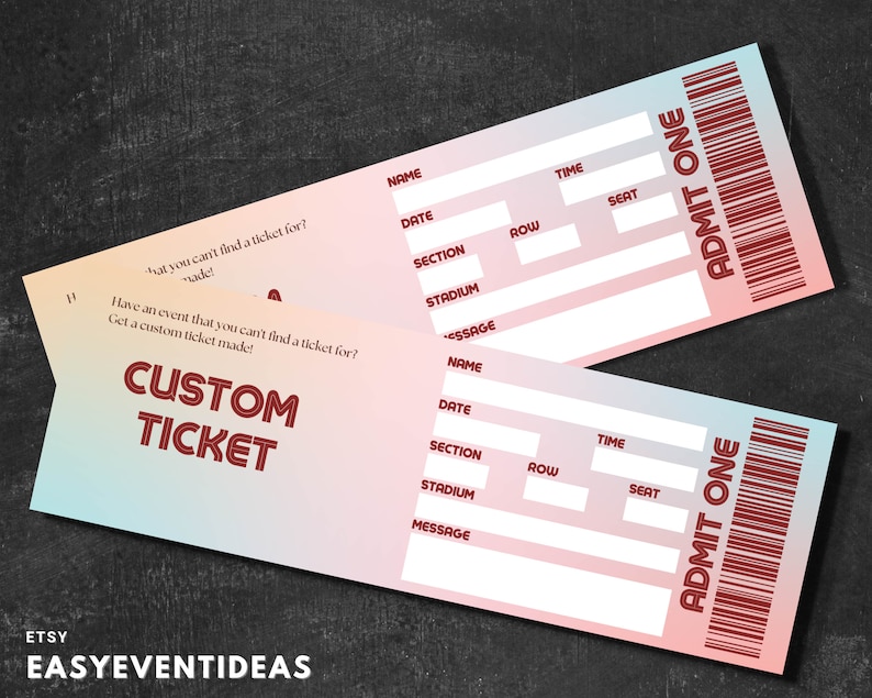 Printable Custom Event Ticket | Editable Custom Event Tickets | Musical ...