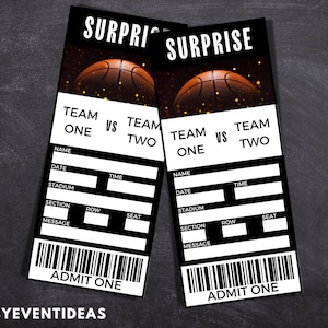 Printable Gift Basketball Tickets Editable Basketball Tickets Fake ...