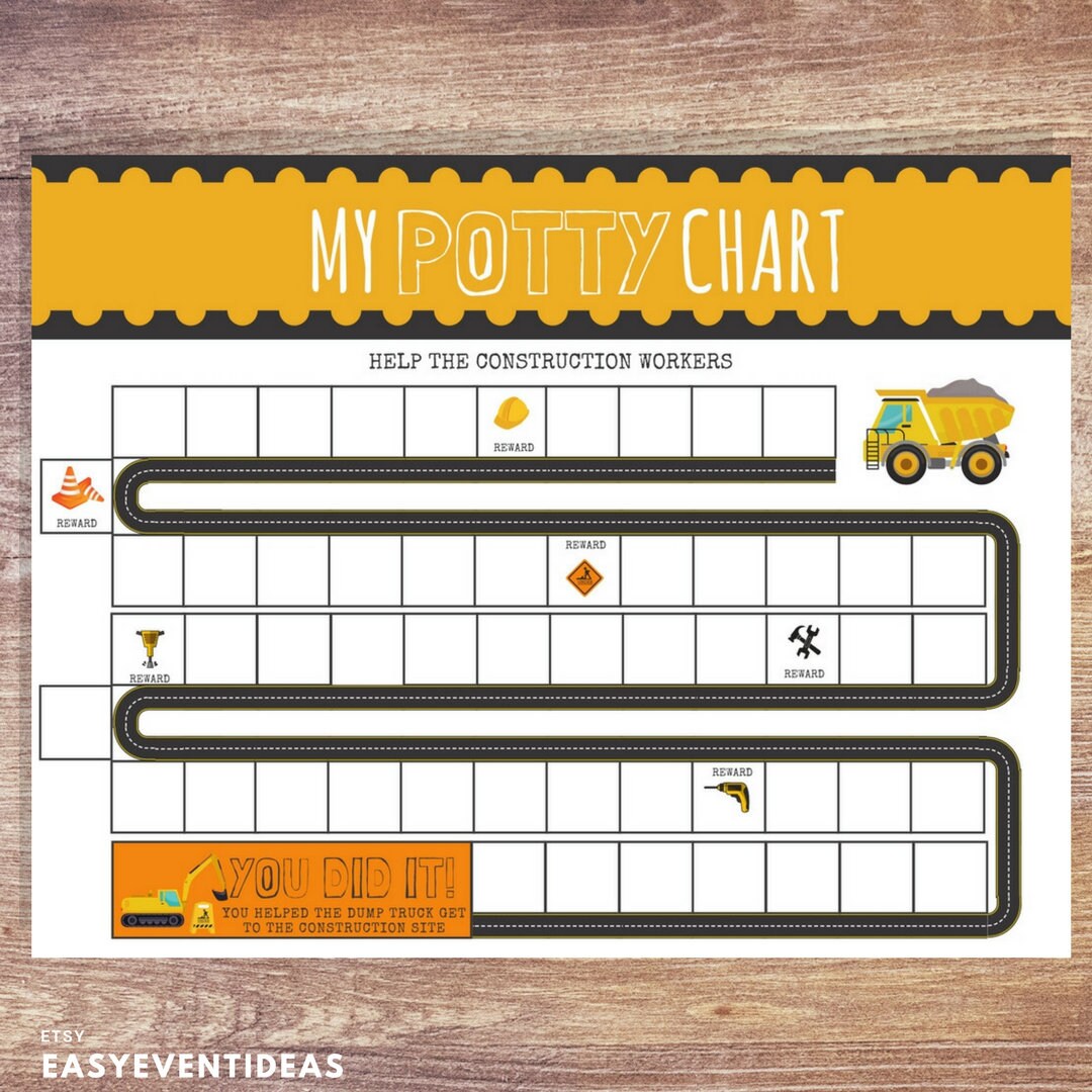 Printable Construction Sticker Potty Chart Sticker Reward Chart ...