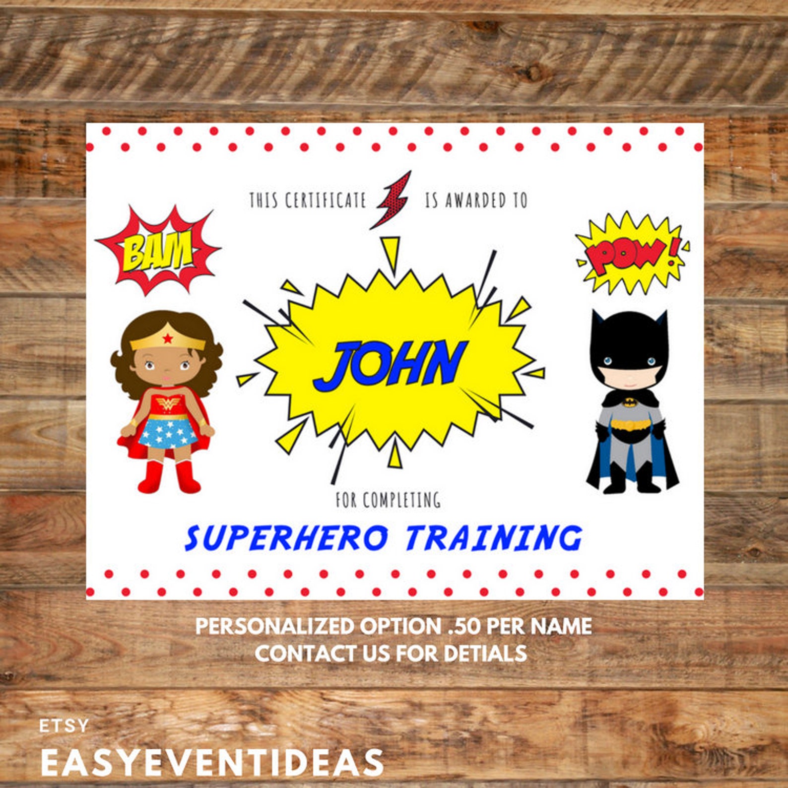 Printable Superhero Training Certificate for Birthday Instant Download ...
