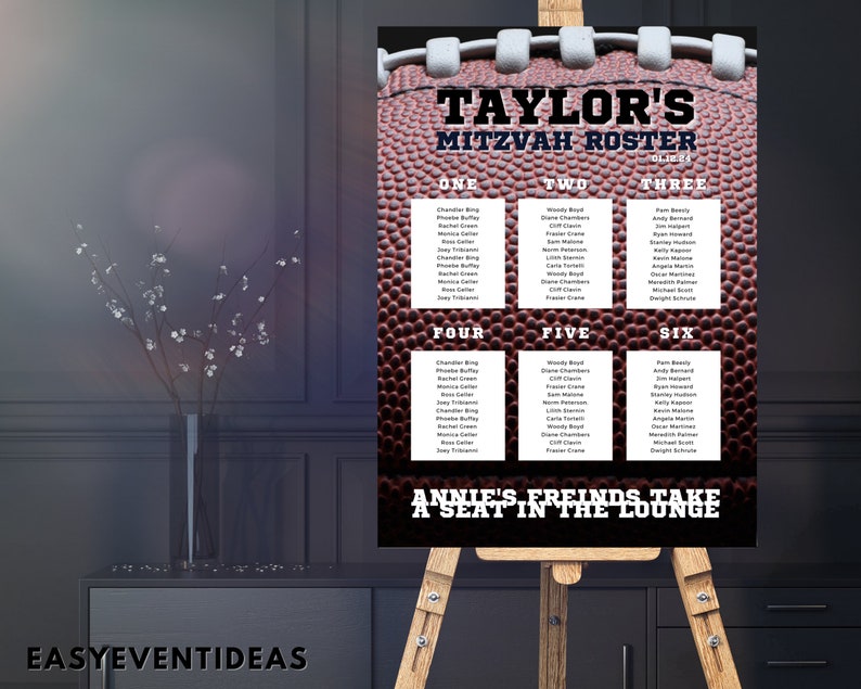 Sports Mitzvah Seating Chart Sport Themed Mitzvah Seating - Etsy