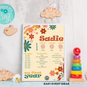 Retro Birthday, Groovy Birthday, Party Hippie 70s Party, Editable ...