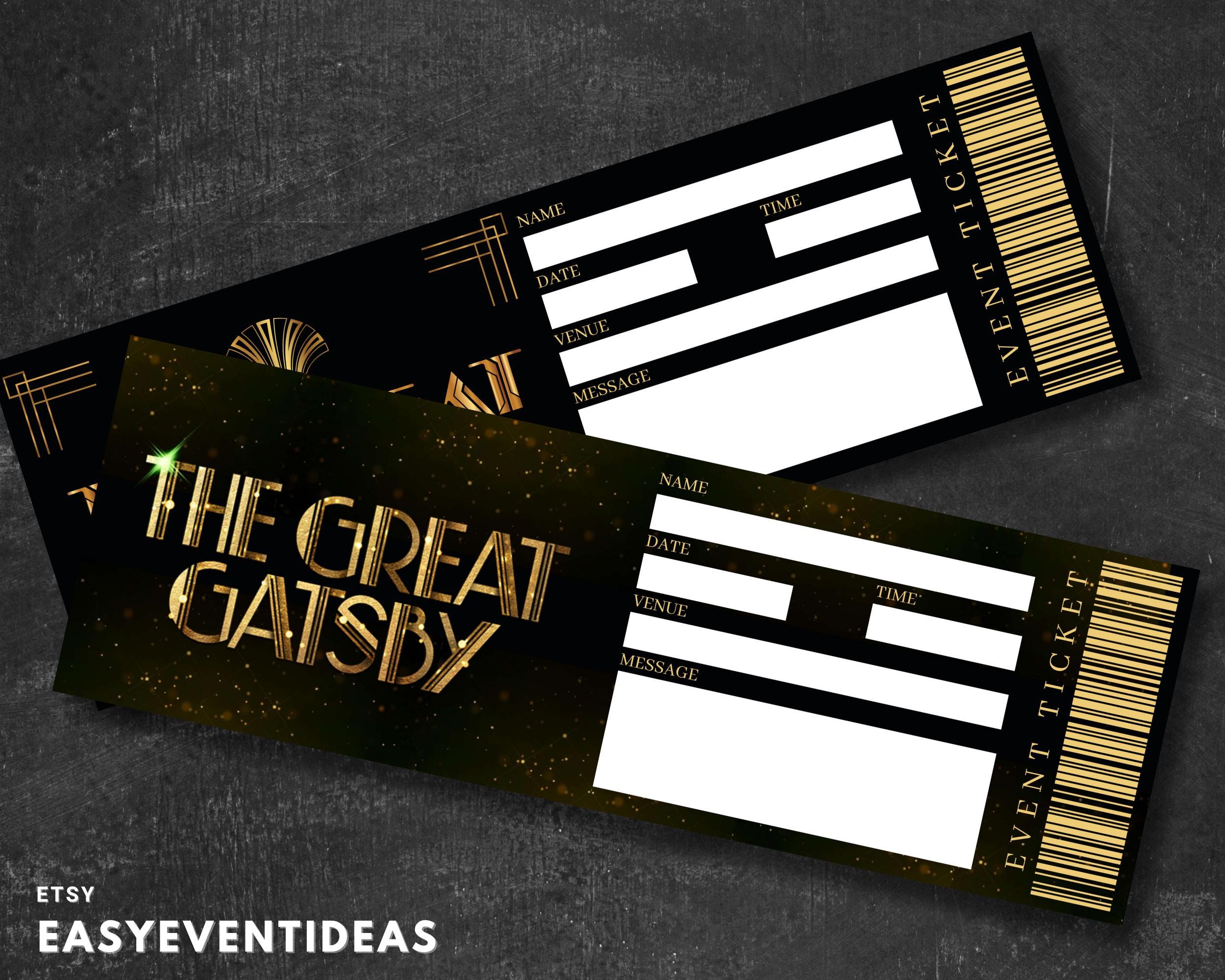Great Gatsby Ticket, Editable Musical Souvenir (instant Download) - Etsy