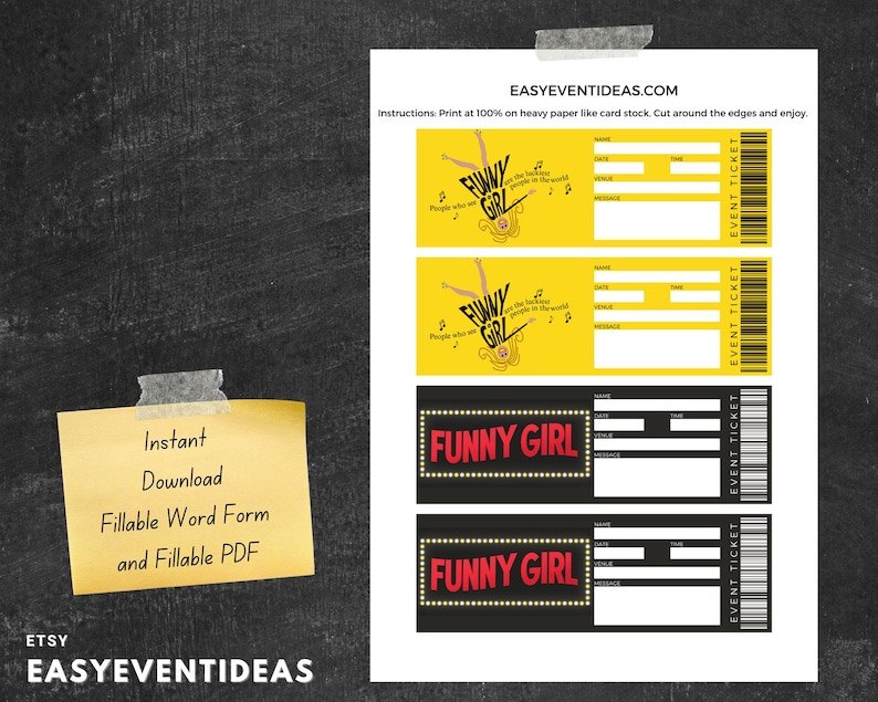 Funny Girl Printable Ticket, Broadway Souvenir (DIY Editable) - Etsy