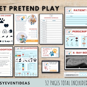 Vet Pretend Play Printable, Printable Veterinary Set, Vet Dramatic Play ...