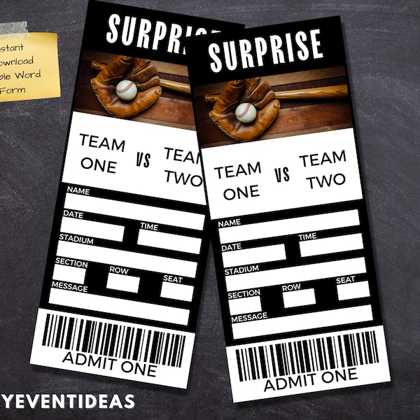 Fake Baseball Ticket - Etsy