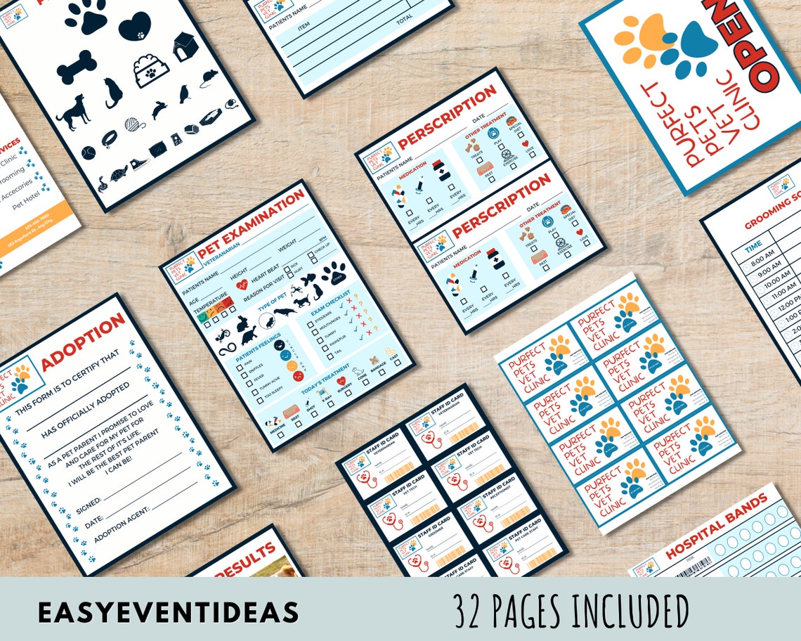 Vet Pretend Play Printable, Printable Veterinary Set, Vet Dramatic Play ...