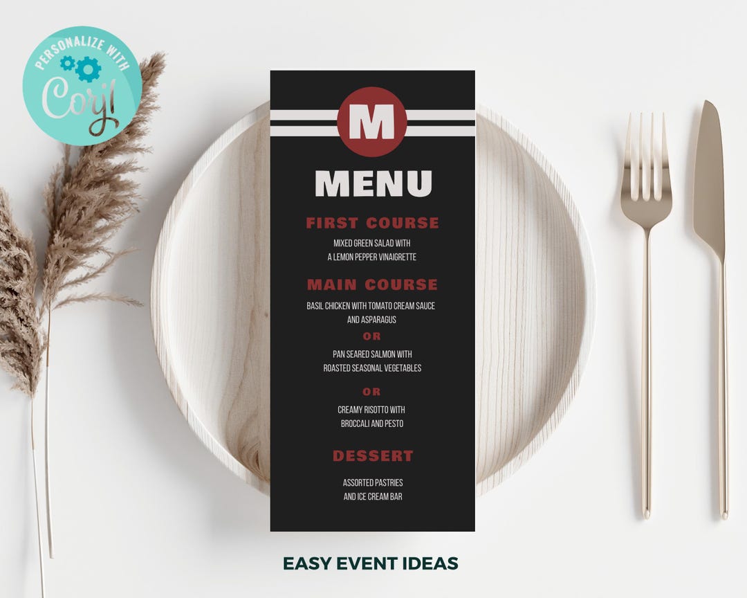 Mitzvah Menu Card, Editable Template (digital Download) - Etsy