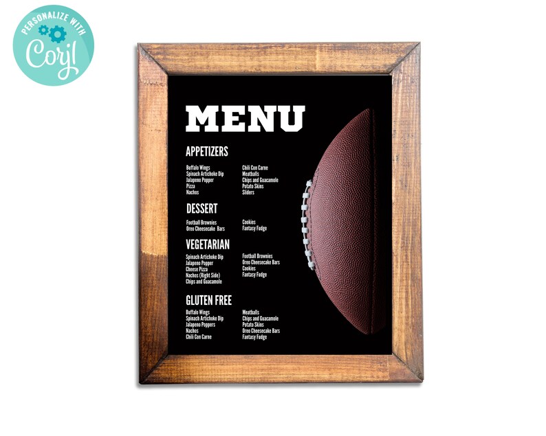 Editable FOOTBALL Party Bar Menu, Game Day Drink Sign, Super Bowl Menu ...