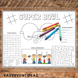 Super Bowl and Football Birthday Printable Placemat - Etsy