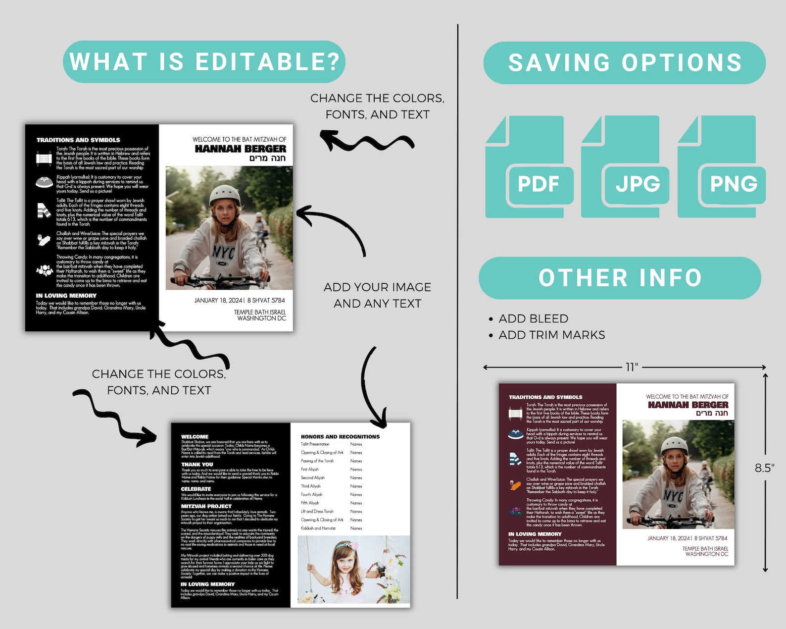 Mitzvah Program Template, Bat Mitzvah Program, Bar Mitzvah Program, DIY ...