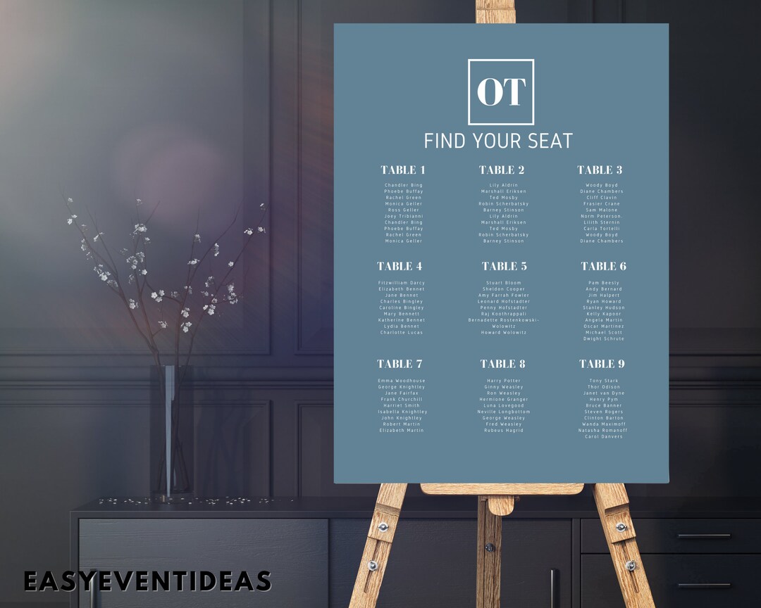 Mitzvah Seating Chart| Colored Mitzvah Seating Chart | Seating Chart ...