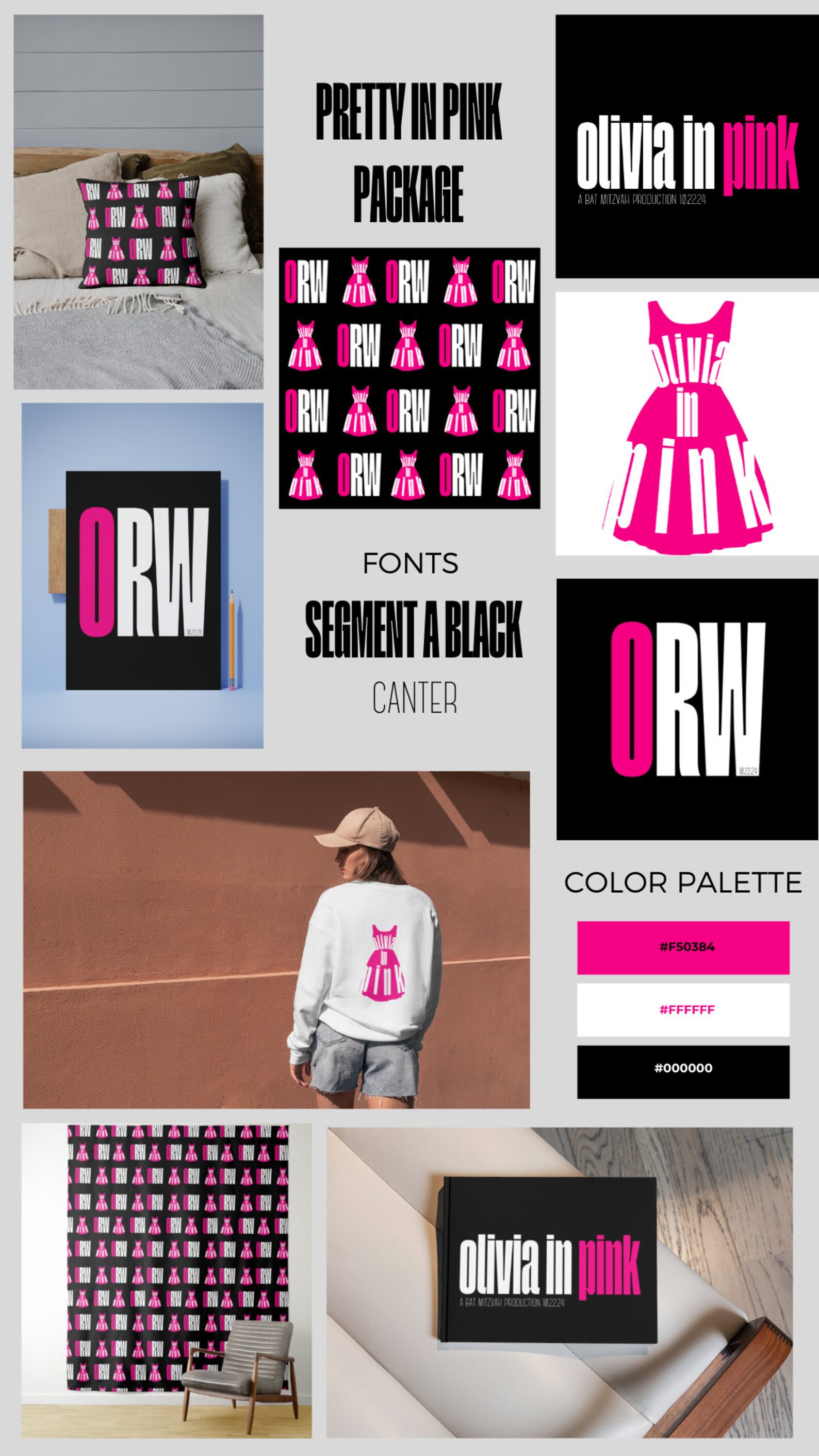 Pretty in Pink Logo | Bat Mitzvah Logo | Bar Mitzvah Logo | Pink ...