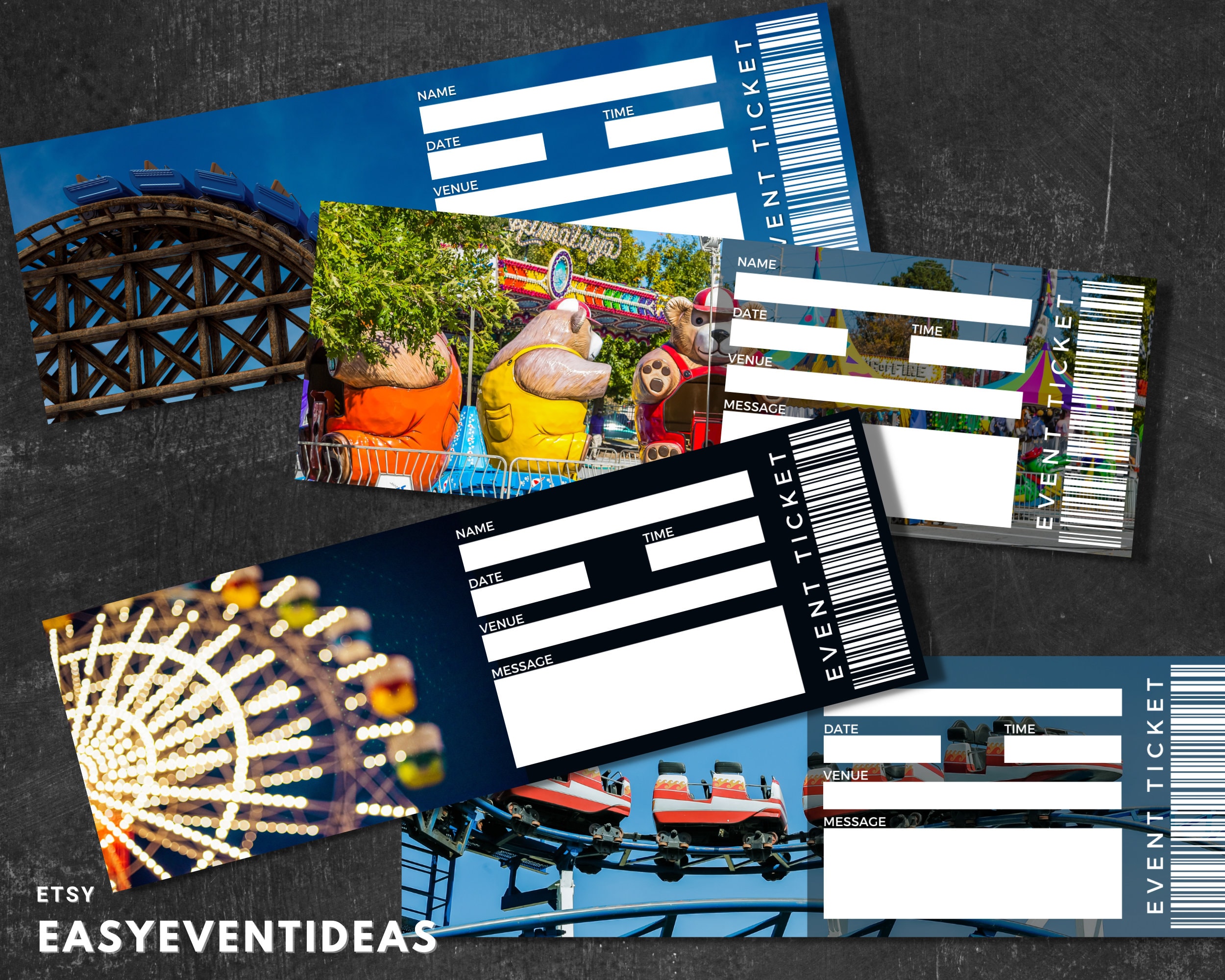 Printable Amusement Park Ticket, Editable Fair Gift Tickets, Fake ...