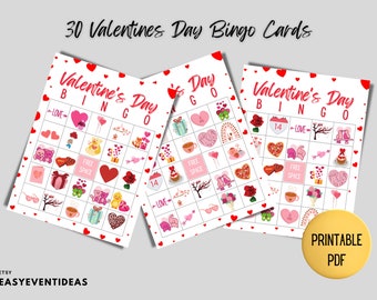 Valentine Bingo Cards | Etsy