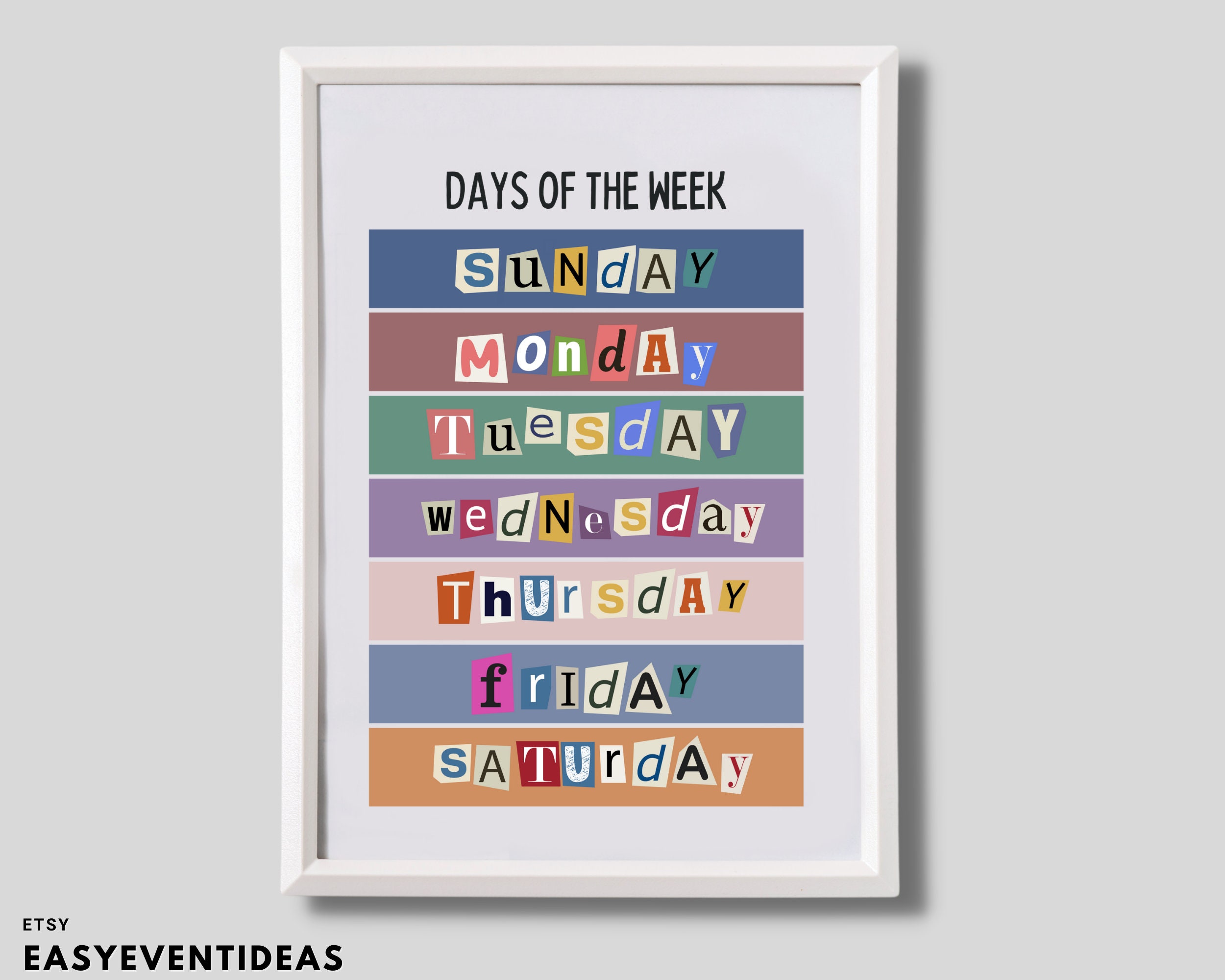 Educational Days of the Week Poster Homeschool Printable Classroom ...