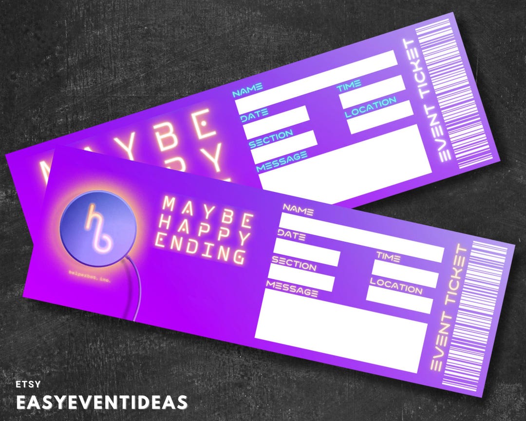 Printable Maybe Happy Ending Musical Ticket, DIY Souvenir (PDF, Word ...