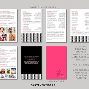 Herringbone Pattern Mitzvah Program Prayer Booklet, Bat Mitzvah Program ...