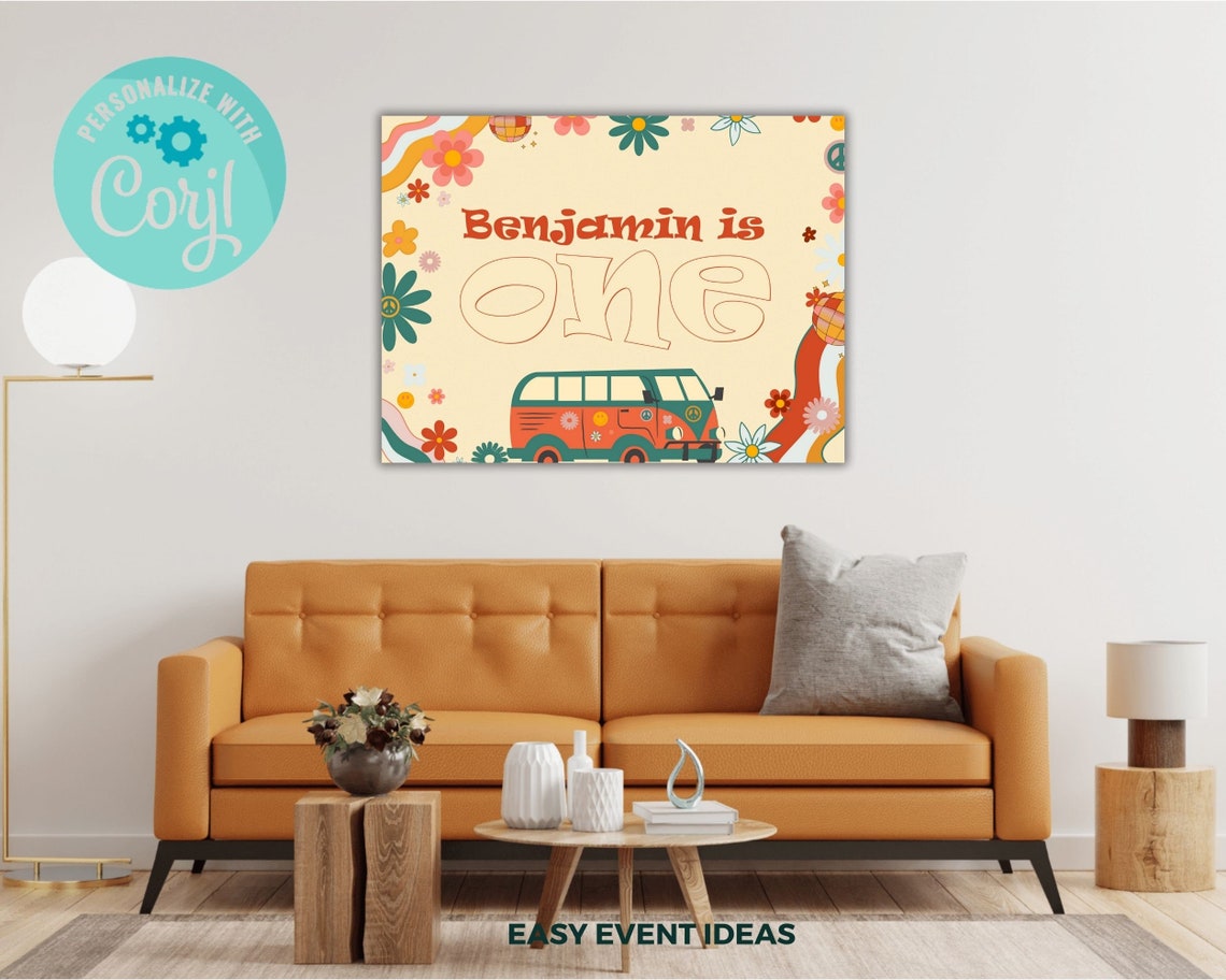 Groovy 70s Birthday Backdrop, Hippie Party Decor (editable Template) - Etsy