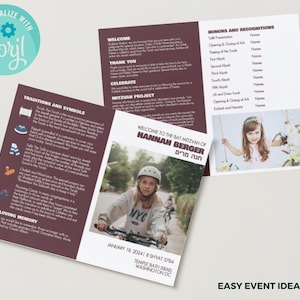 Mitzvah Program Template, Bat Mitzvah Program, Bar Mitzvah Program, DIY ...
