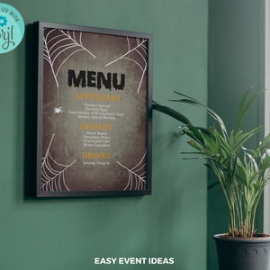 Editable HALLOWEEN Party Menu, Halloween Food Sign, Halloween Menu Sign ...