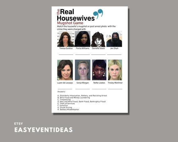 The Real Housewives Mugshot Game Housewives Mugshot Quiz - Etsy
