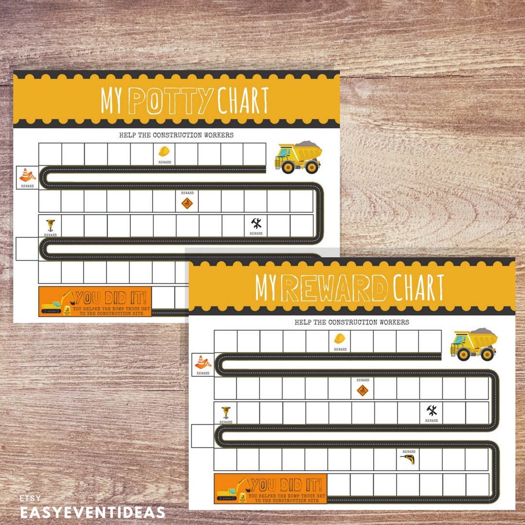 Printable Construction Sticker Potty Chart Sticker Reward Chart ...