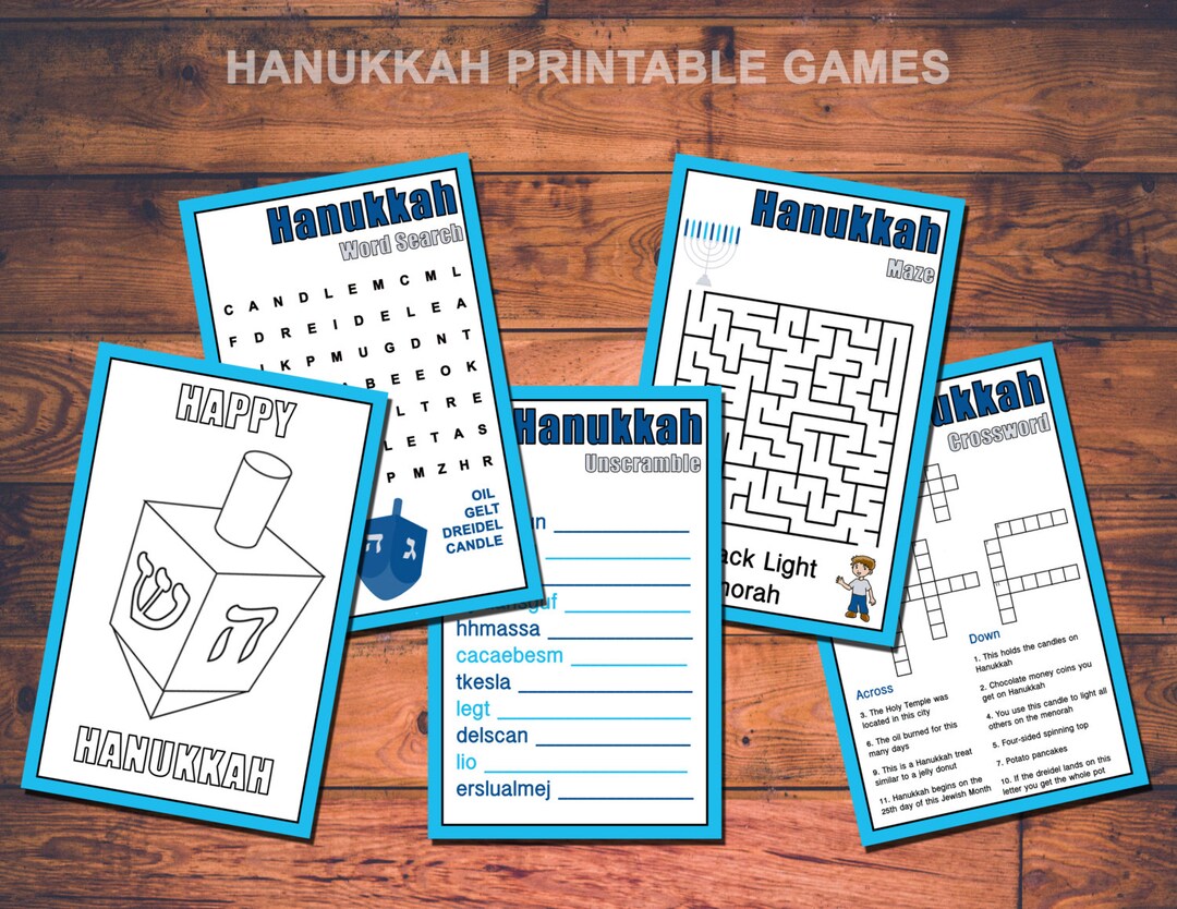 Hanukkah Kids Printable Games Instant Download - Etsy