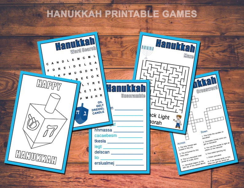 Hanukkah Kids Printable Games Instant Download - Etsy