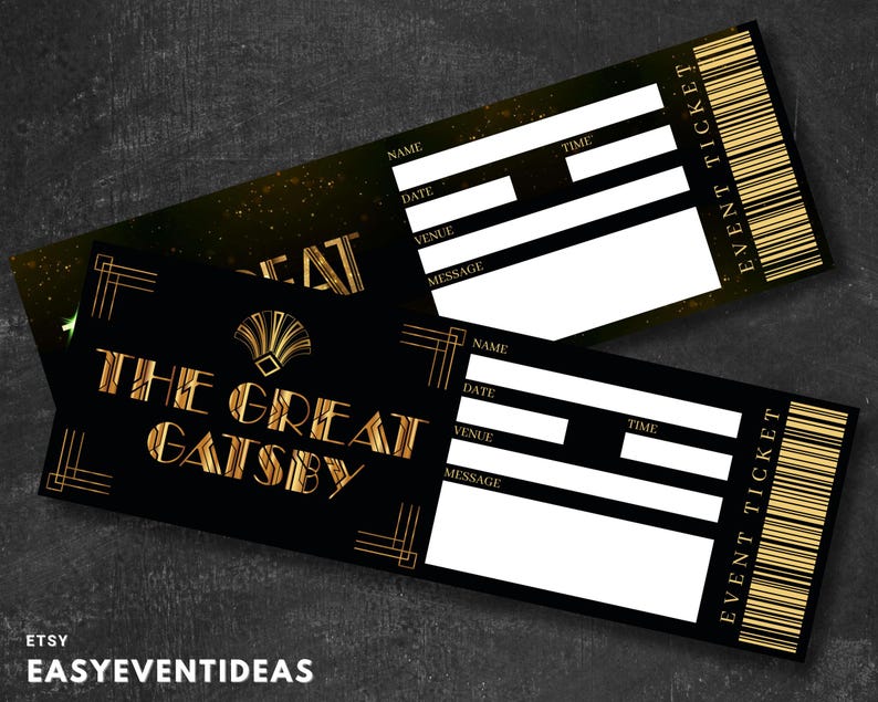 Great Gatsby Ticket, Editable Musical Souvenir (instant Download) - Etsy