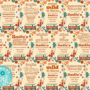 Retro Birthday Gift Tag, Groovy Birthday Gift Tag, Party Hippie 70s ...