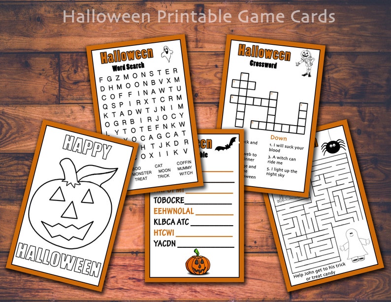 Kids Halloween Printable Games Instant Download Five - Etsy