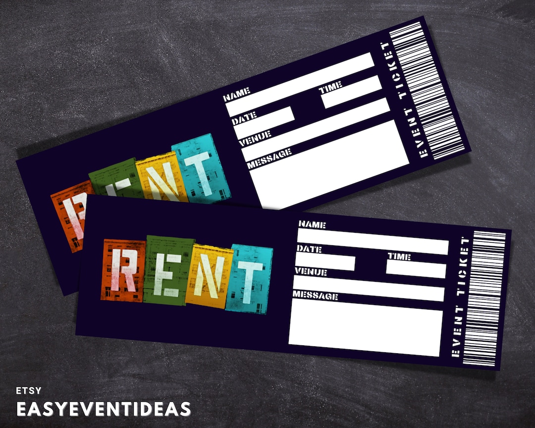 Printable Rent Ticket | Editable Rent Tickets | Musical Fake Surprise ...