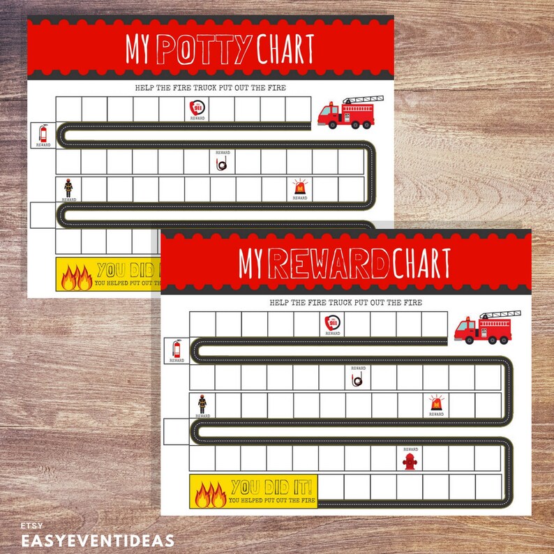 Printable Fire Truck Sticker Potty Chart Sticker Reward Chart ...