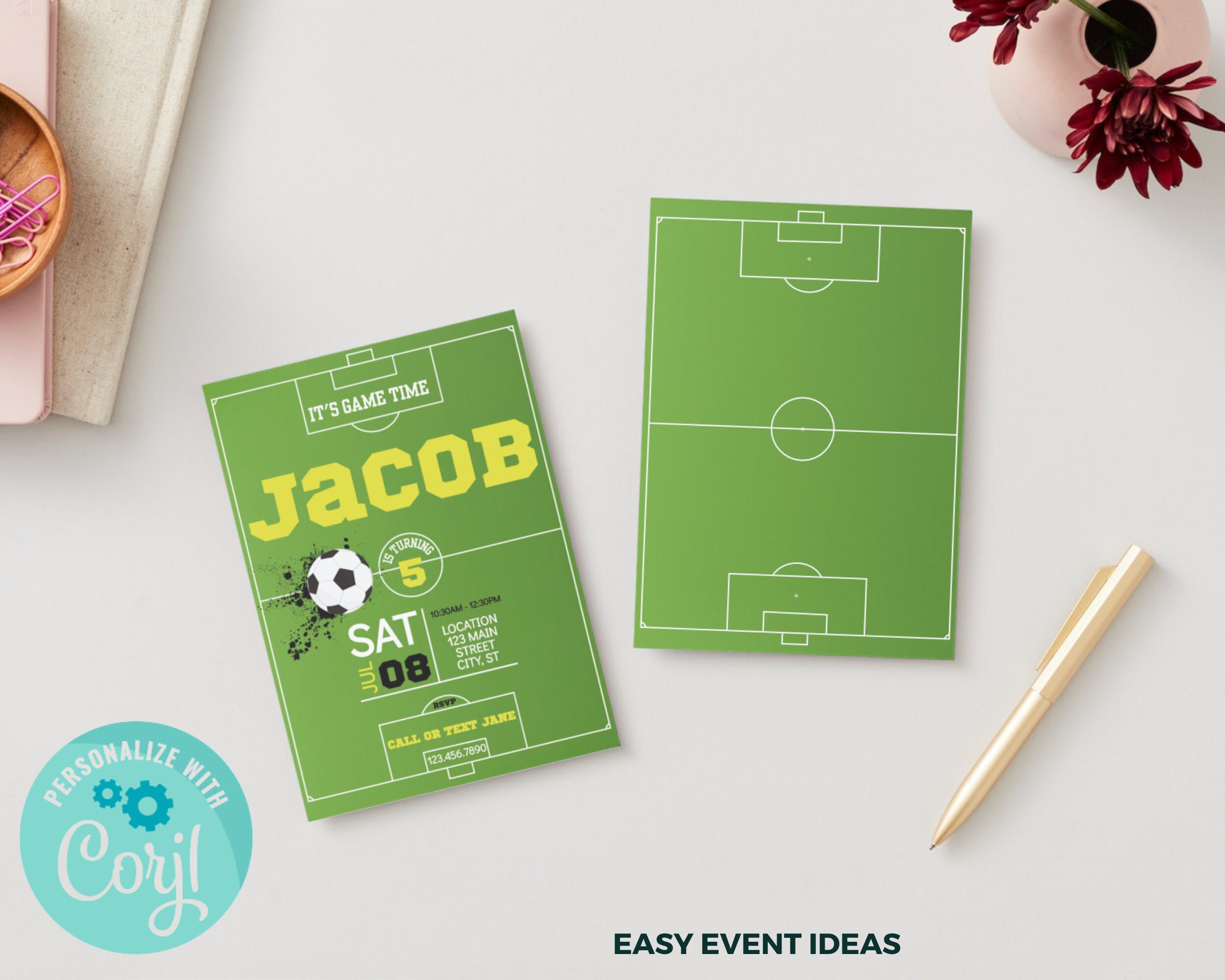 Editable Soccer Birthday Invitation, Soccer Invitation, Football ...