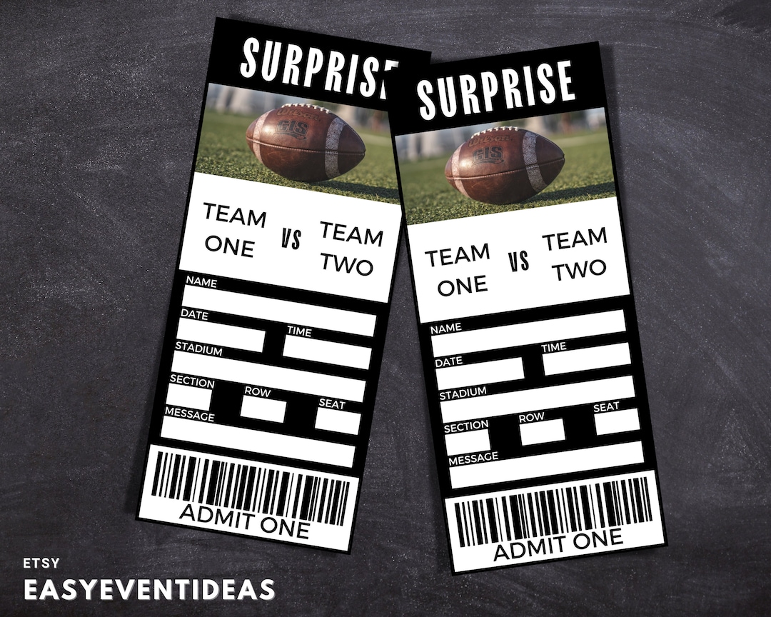 Printable Gift Football Tickets | Editable Football Tickets | Fake ...