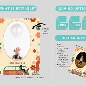 Retro Birthday Photo Banner, Groovy Birthday Photo's, Party Hippie 70s ...