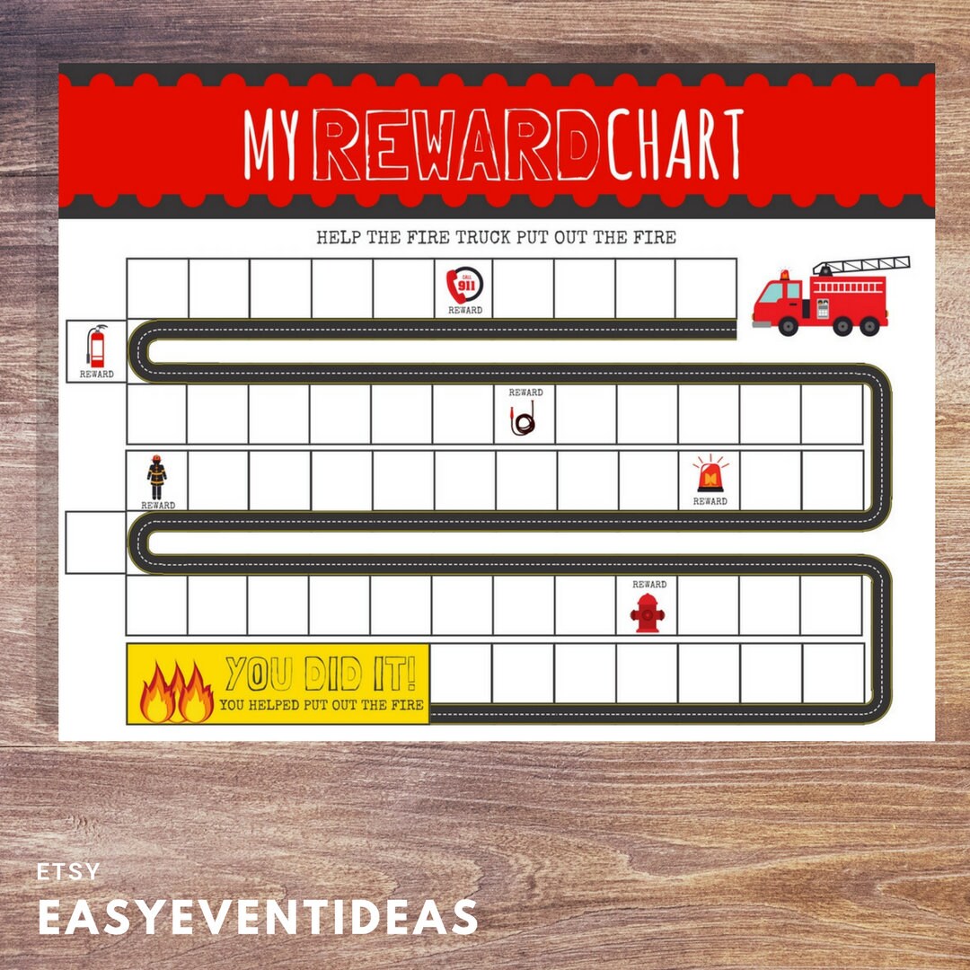 Printable Fire Truck Sticker Potty Chart Sticker Reward Chart Printable ...